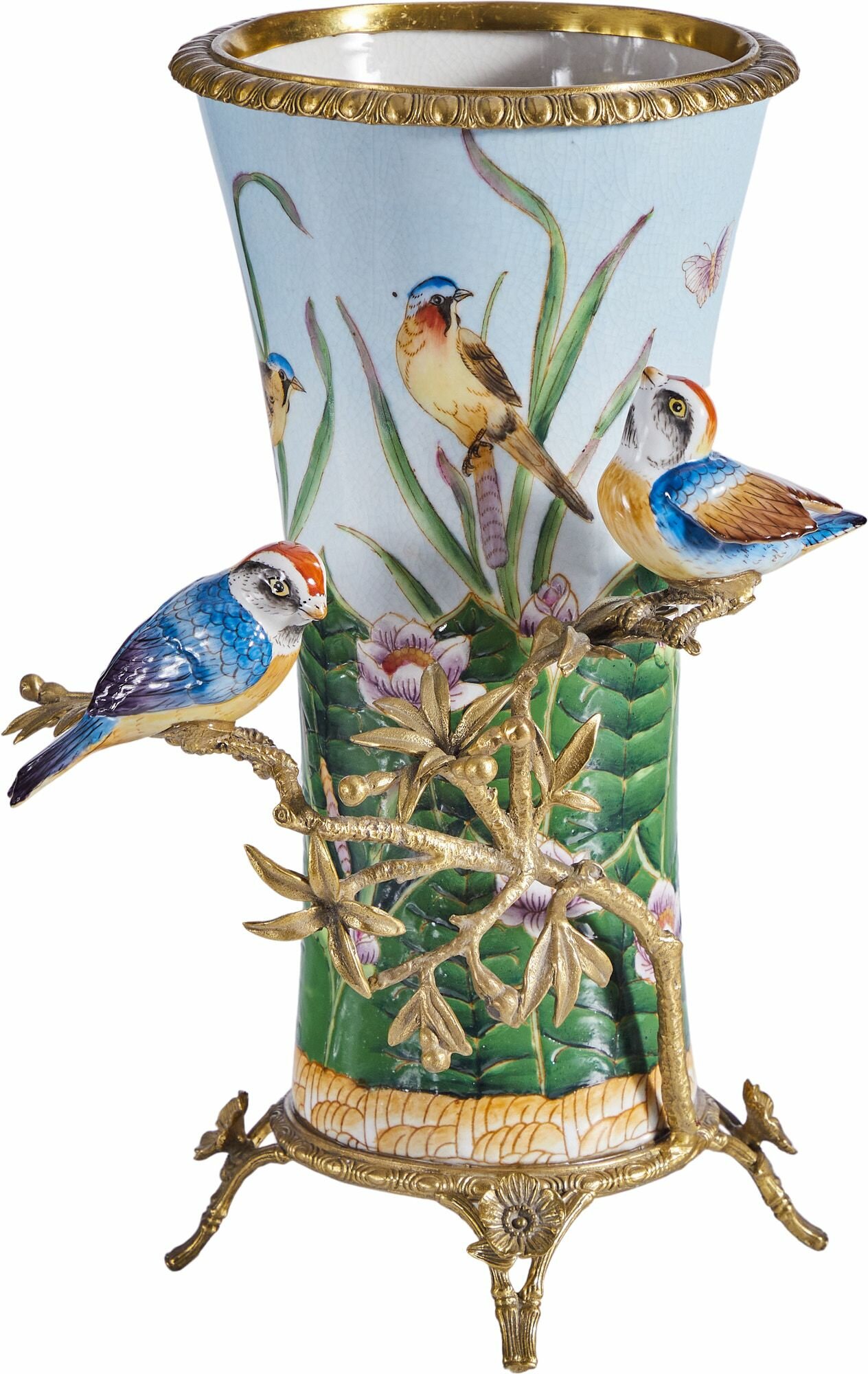 31G2705/A1281HC/HLB1938 Ваза 22х19х35см, фарфор, бронза, Glasar