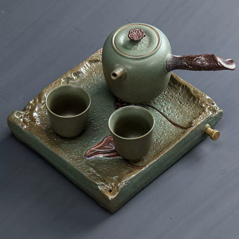 Миниатюрный домашний набор для заваривания чая: чайный столик с одной чашкой и одной чайницей, простой чайный столик в