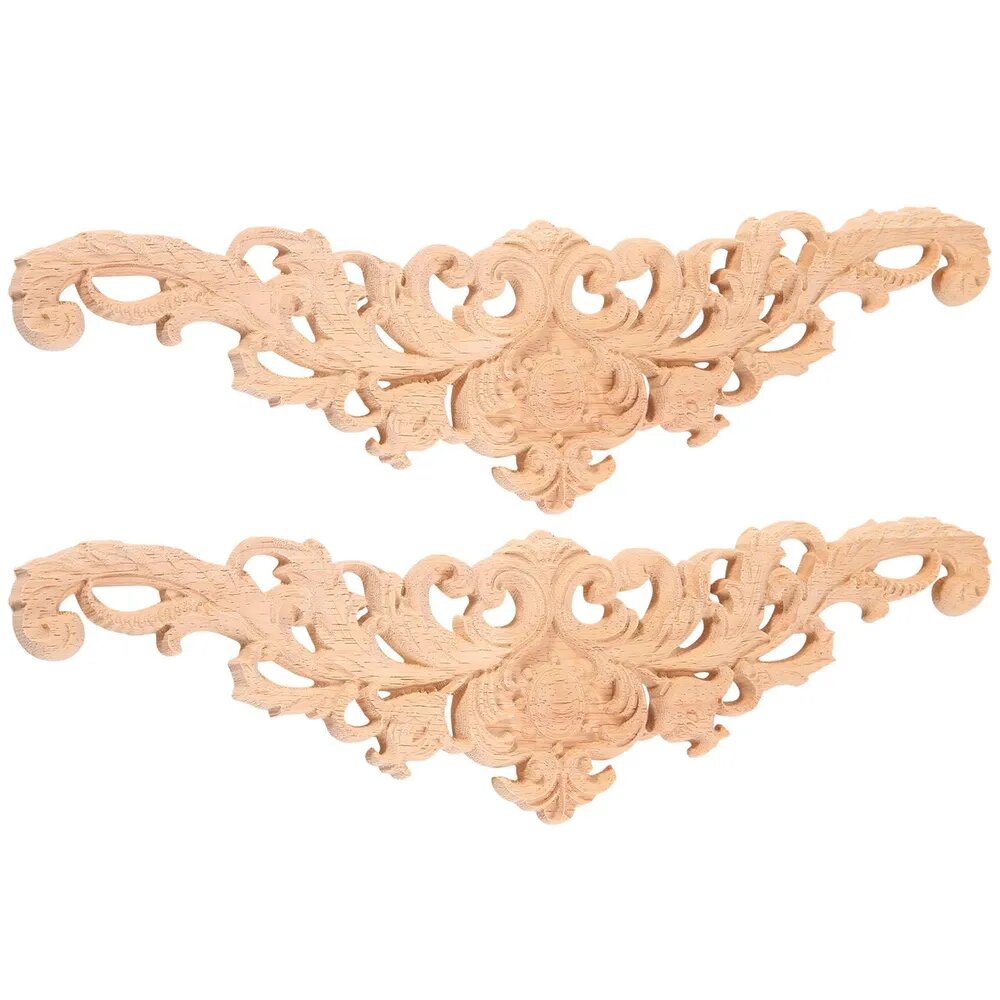 2 шт. деревянная декоративная длинная резная накладка аппликация мебель 30 х 8 см