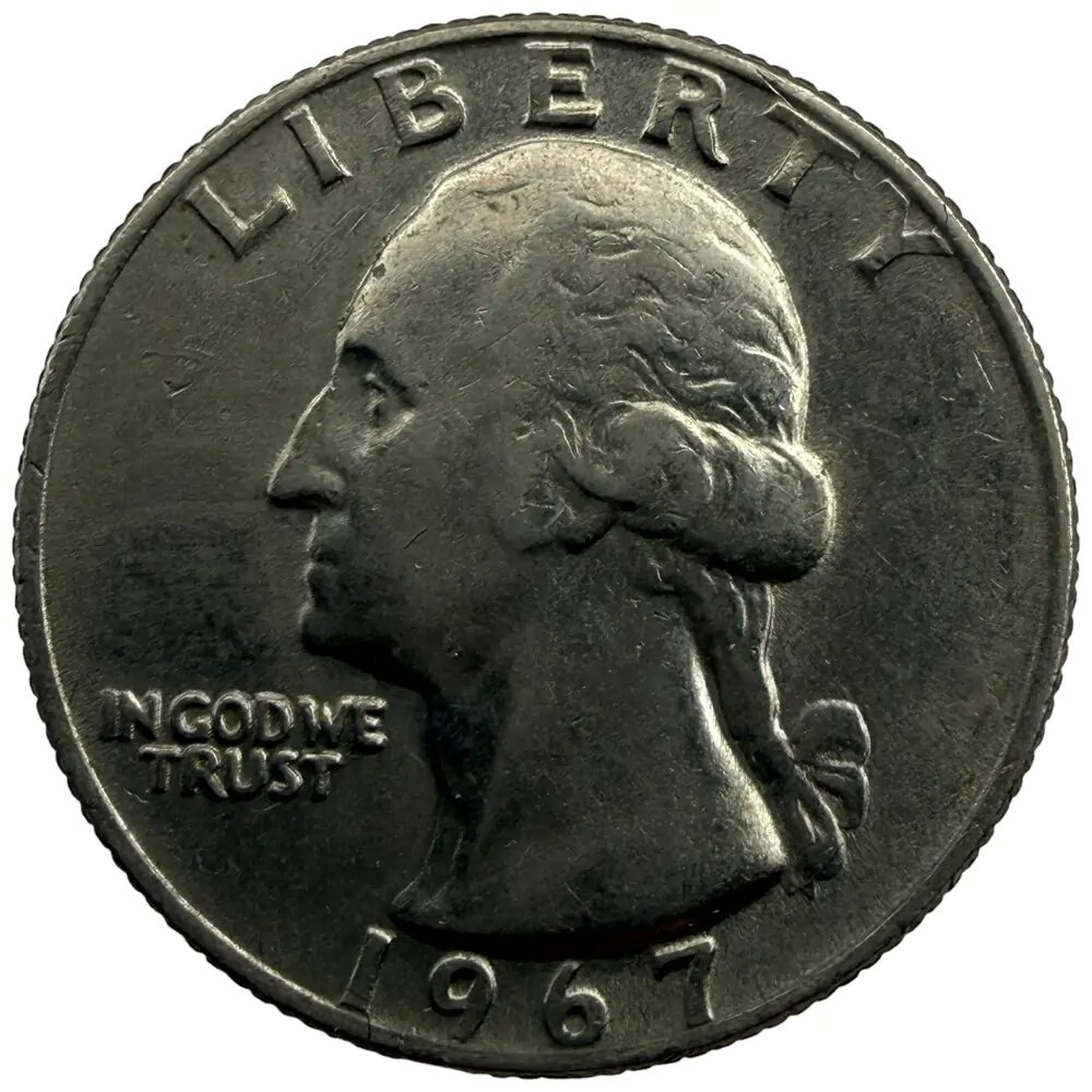 США 25 центов (1/4 доллара) 1967 г. (Quarter, Вашингтон)