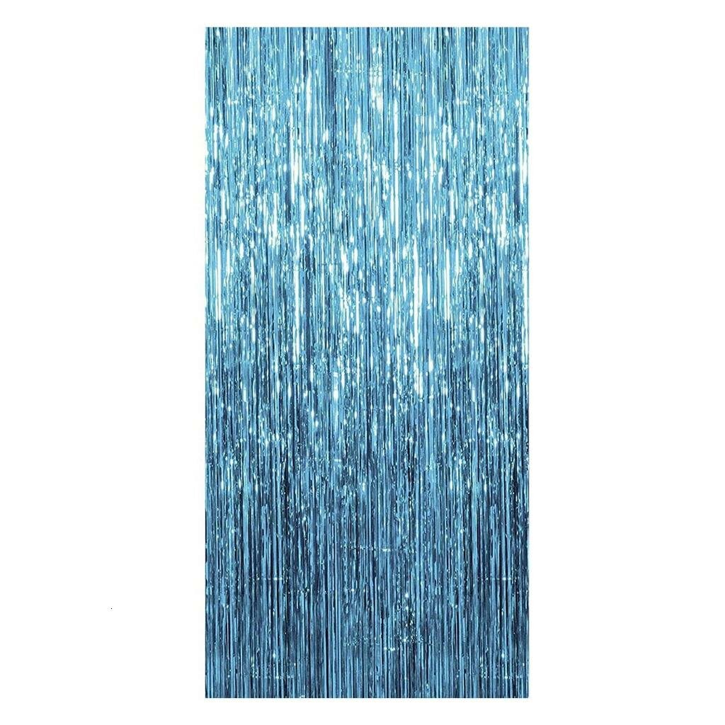 Металлизированный тюль для фотозоны, украшения на выпускной, Светло-голубой