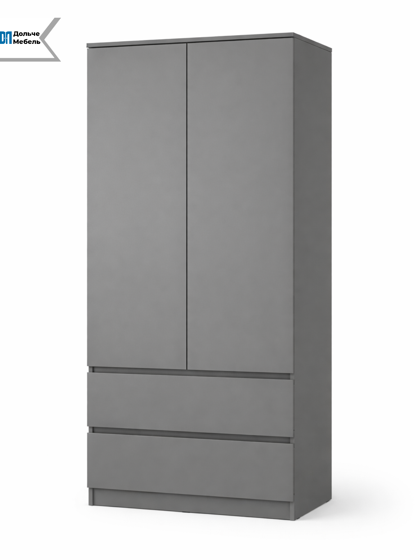 Шкаф распашной 80×51×190 см, 2 двери, с ящиками, узкий для прихожей и спальни, BTS Симпл ШК-03, графит