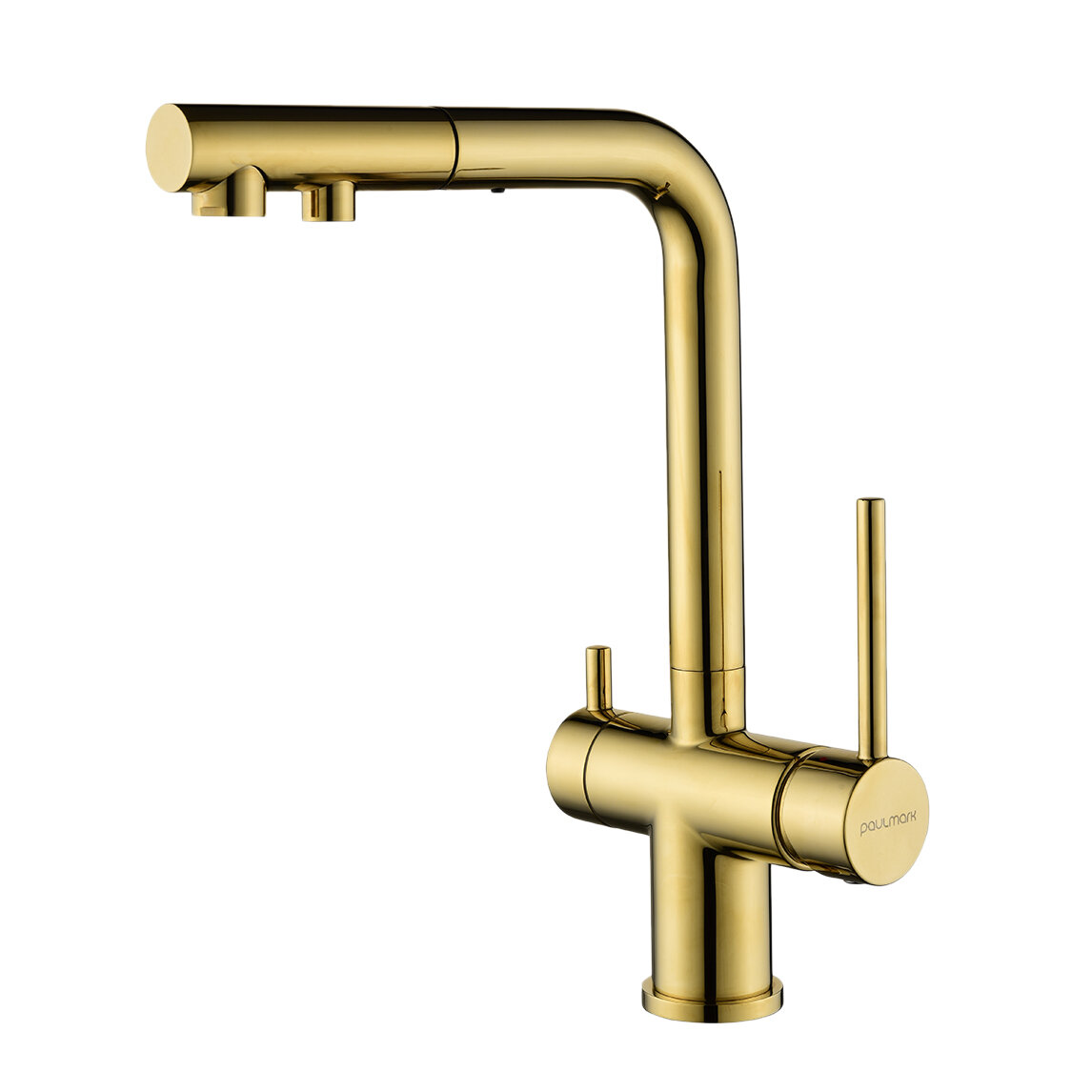 Смеситель Paulmark SERPENTINE Se213222-G золото с подключением к фильтру