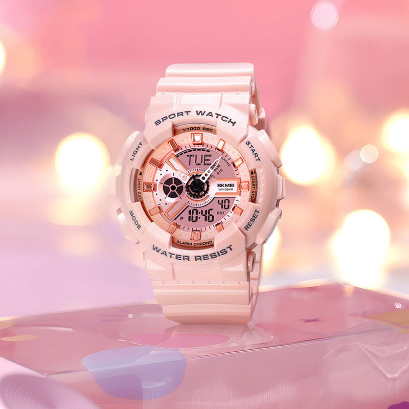 [2026] Часы Timemei: Классические черно-золотые спортивные модные часы с двойным дисплеем, водонепроницаемые, для студентов и женщин.