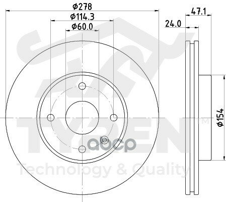 Диск тормозной Chevrolet Epica 06> TYREN арт. TYR1020581