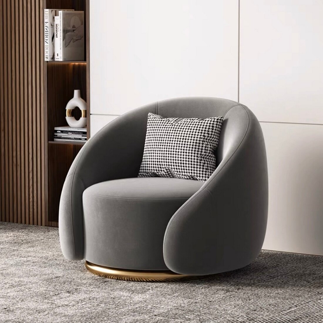 Мягкое крутящееся кресло в стиле Eichholtz Swivel (Темно-серое)