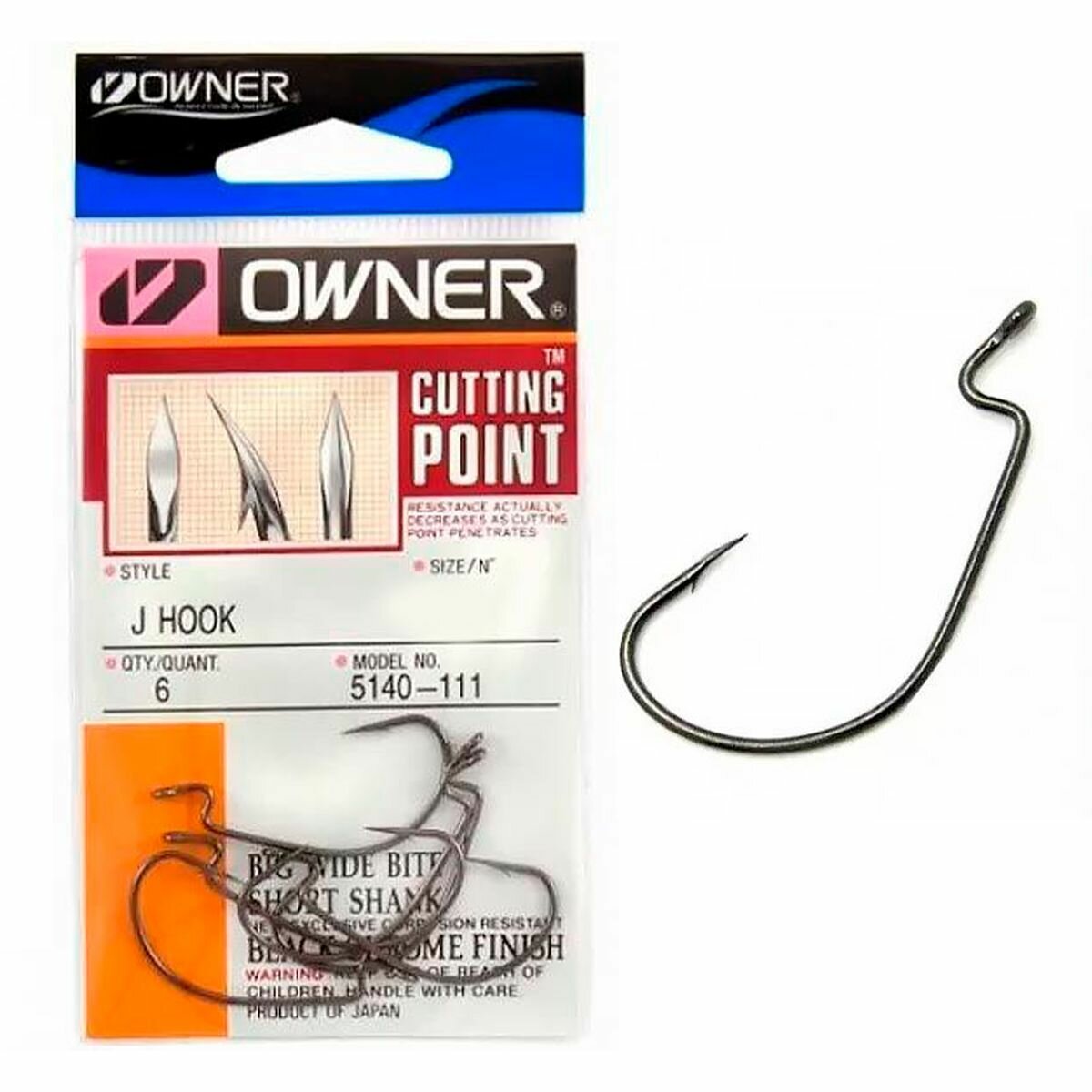 Крючки рыболовные офсетные Owner 5140 № 01 (6шт) J-Hook, 5140-101