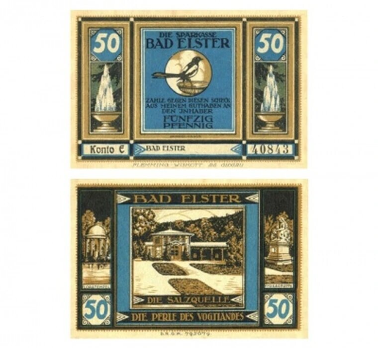 Германия 50 пфеннигов 1920 Бад-Ольдесло, сувенирная копия нотгельда, банкноты и купюры редкие коллекционные