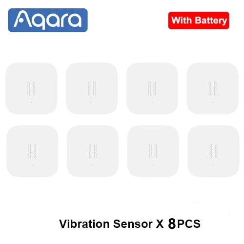 Датчик вибрации Aqara Smart Zigbee, датчик движения и удара, детектор аварийного сигнала, встроенный гироскоп, работает с приложениями Mi Home и Homekit — 8 штук датчиков вибрации