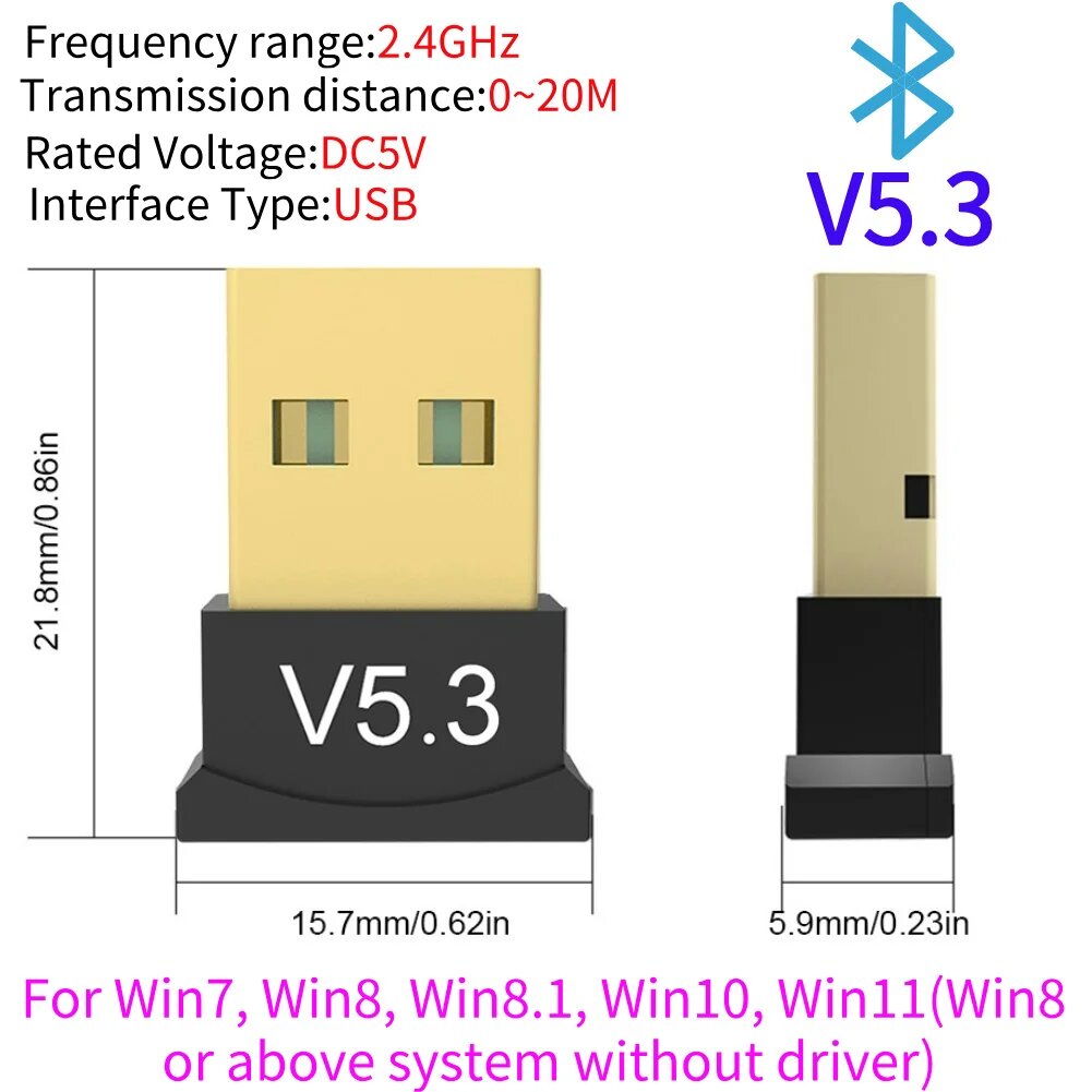 VODOOL Беспроводной Bluetooth-адаптер 5.3/5.1/5.0 BT 5.3