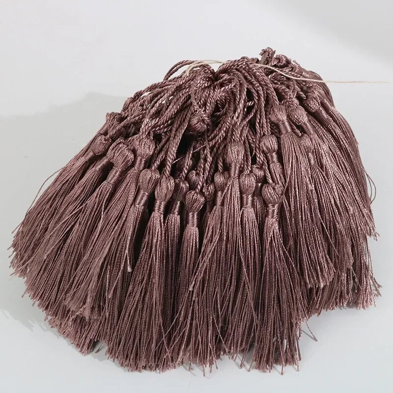 Полиэстер шелковая бахрома с кисточками 50 шт Бордовый, 44A Brown pink