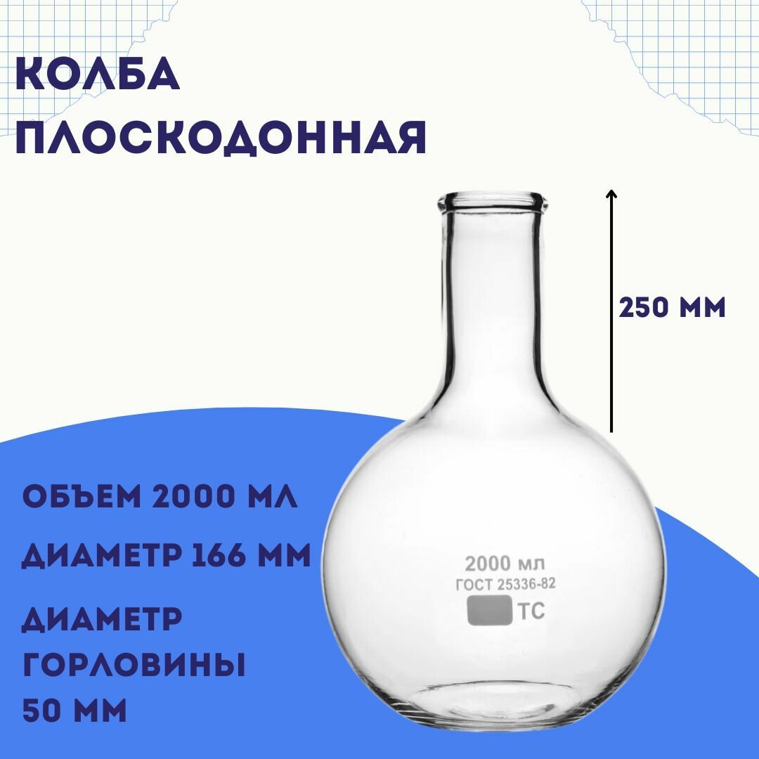 Колба плоскодонная П-2-2000-50 объем 2000 мл