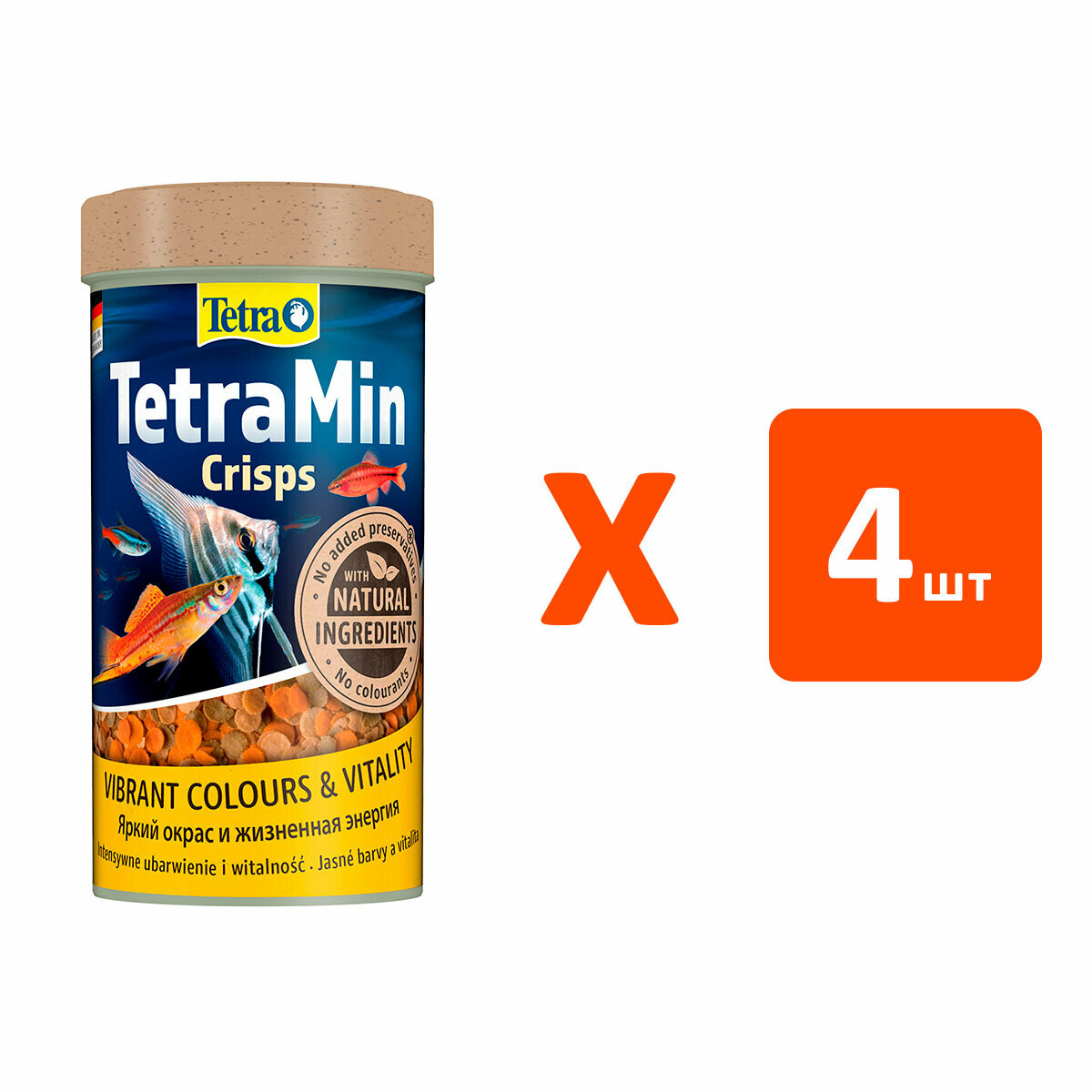 TETRAMIN CRISPS корм чипсы для всех видов рыб (500 мл х 4 шт)