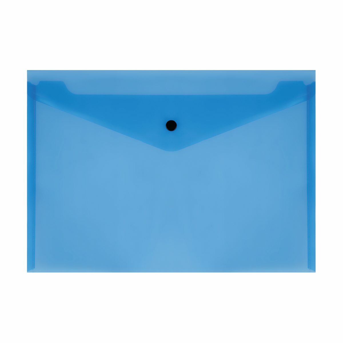 Папка-конверт на кнопке Стамм (А4, 150мкм, пластик) прозрачная, синяя (ММ-32273), 10шт.