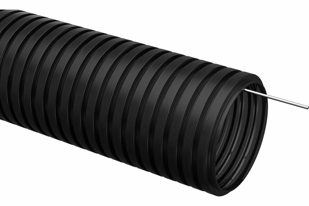 Труба гофрированная ПНД d50мм с протяжкой черн. (уп.15м) IEK CTG20-50-K02-015-1