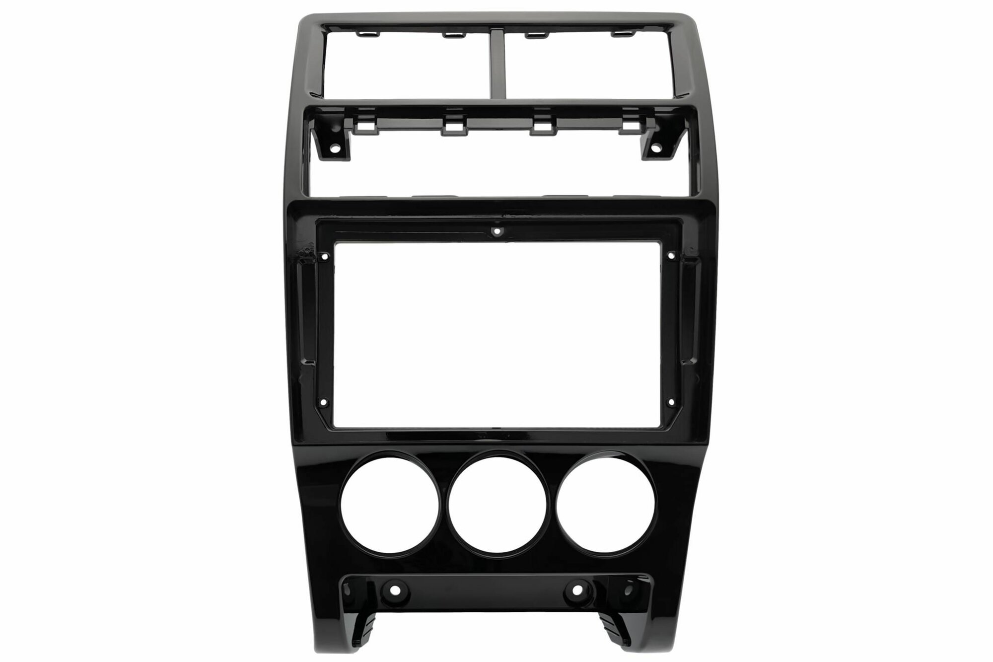 Рамка переходная Лада Приора 2 (Lada Priora 2) 2013 - 2018 черная глянцевая для 9" магнитолы / Wide Media