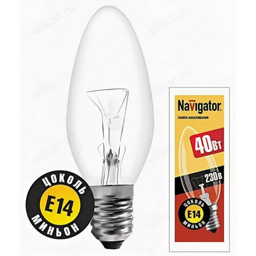 Navigator B35 E14 40W свеча прозрачная NI-B-40-230-E14-CL 94303