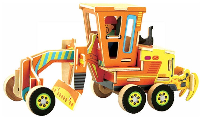 Пазлы 3D 48 деталей. REZARK. Дорожно-строительная техника. Грейдер (дерево, в коробке) RT-001, (High Hope Group Jiangsu Tongtai Co, Ltd.)