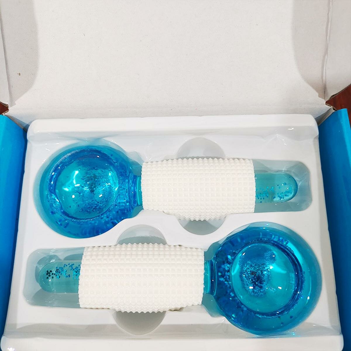 Хрустальный хоккейный ролик, 2 шт./кор, энергетический массаж, красота, массажер для лица и глаз, хрустальный шар, водяная волна, ледяные шары, уход за кожей, синий (синий)