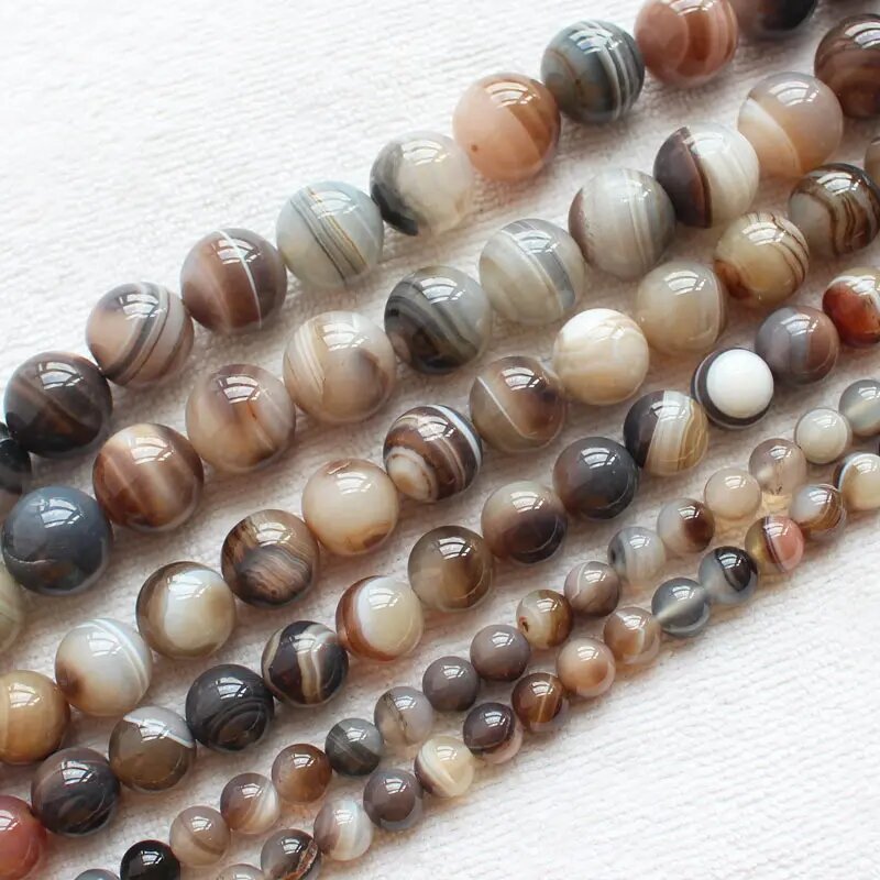 Круглые бусины из ботсванского агата Laerf Beads 4-16 мм 8mm48PCS