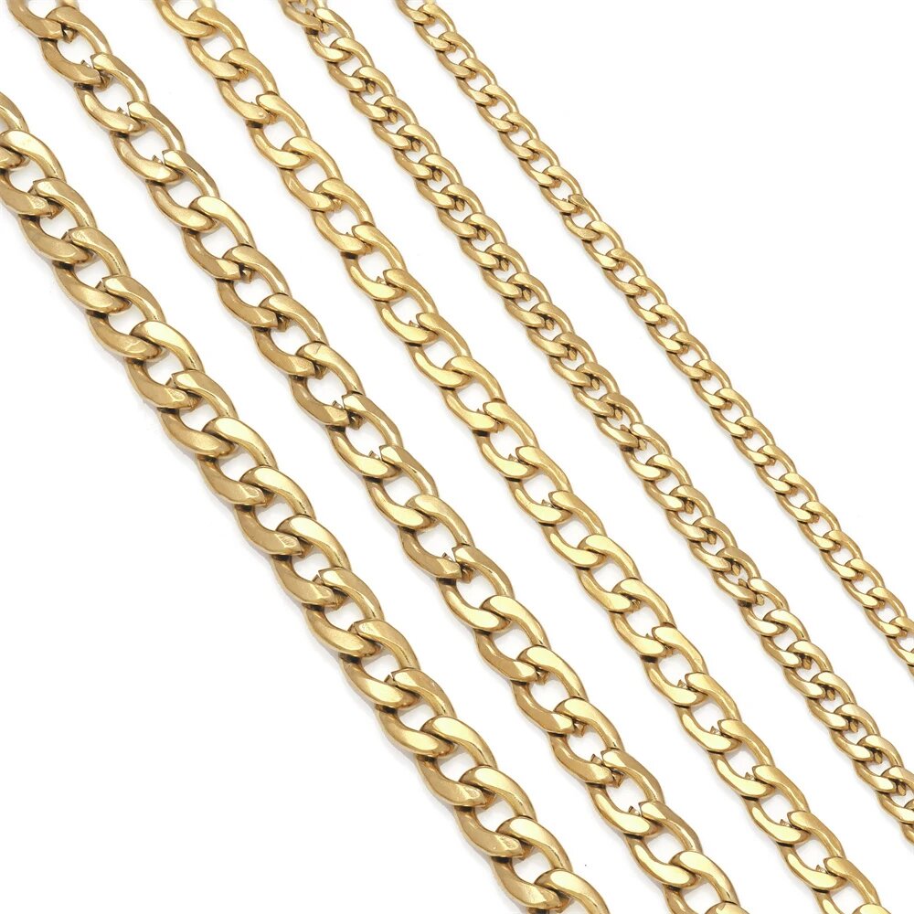 Цепь Figaro из нержавеющей стали, 6.8 мм, Cuban vacuum plated