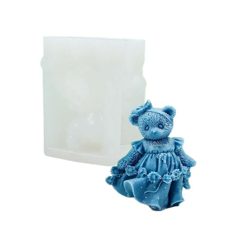 Силиконовая 3D форма для медведя, термостойкая форма для смолы и свечей 9x7x8 см для подвесок, украшений и творческих поделок