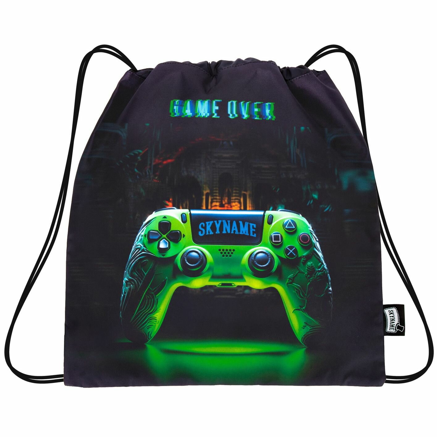 Мешок для обуви для мальчика в школу увеличенного размера 45 х 40 см с лямками из шнурков