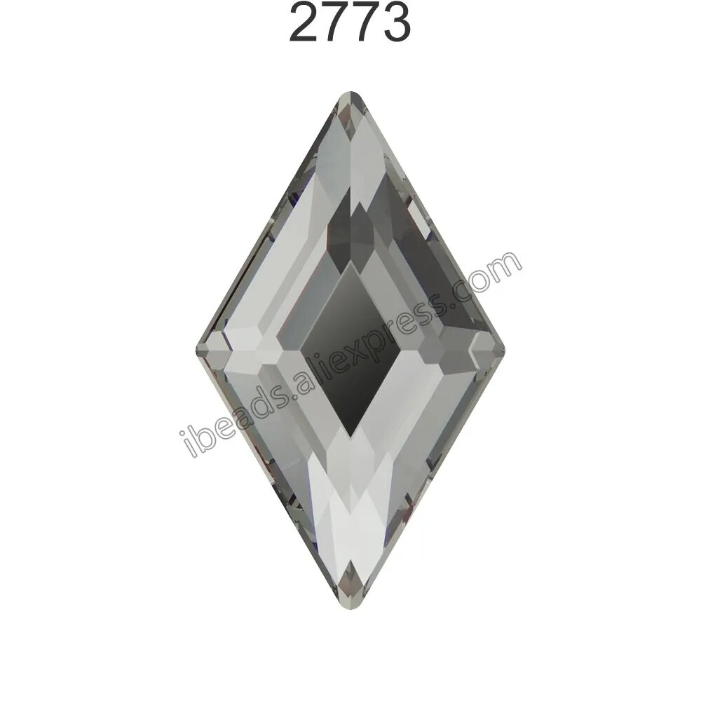 Сваровски 2773, ромб, серебряный, 9.9x5.9mm, Black Diamond 215 F
