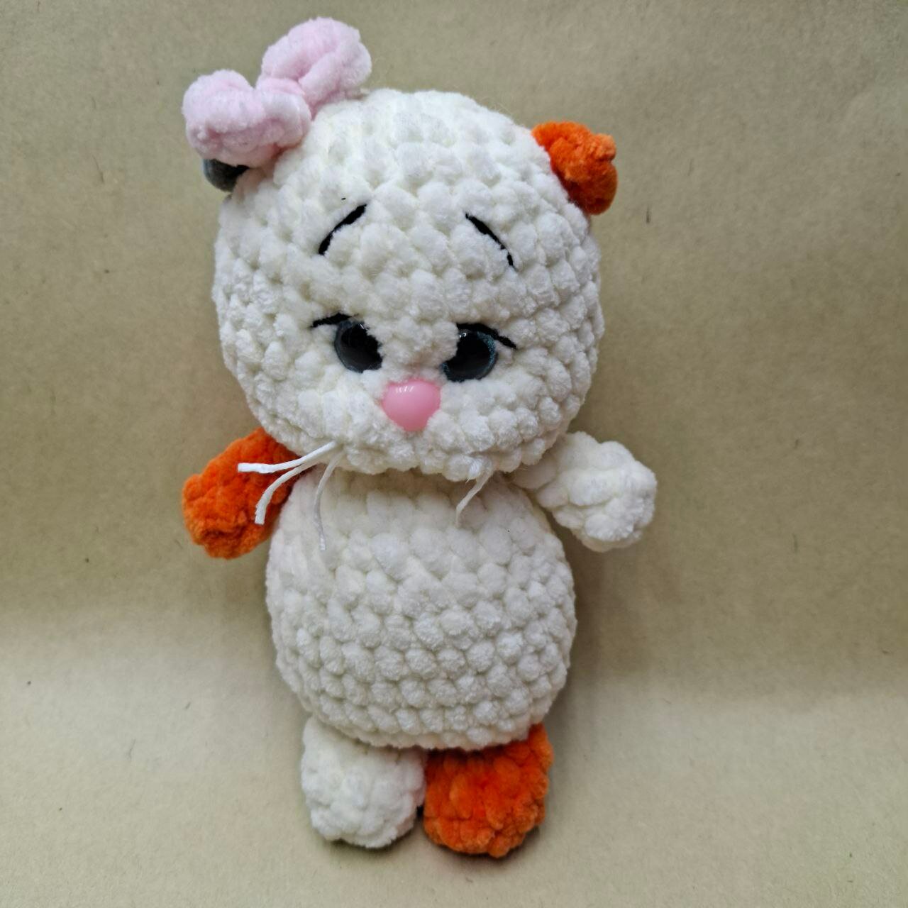 Игрушка "Котик Талисман", ручная работа, 15 см, белый