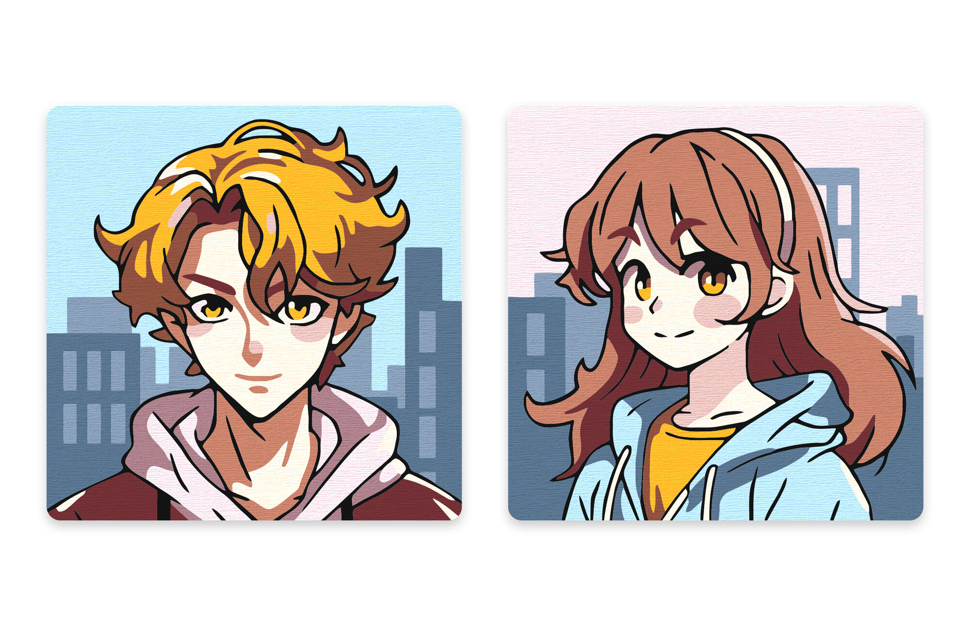 Фрея PNBM-023-ON31 Набор для раскрашивания по номерам на магните 9x9 см Анимешная парочка