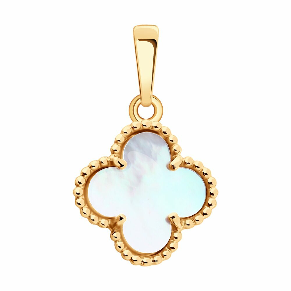 Подвеска, красное золото, 585 проба, перламутр