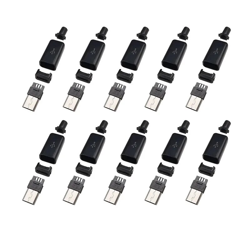 Набор разъемов Micro USB 5 Pin 4 в 1 черный белый 10 Black