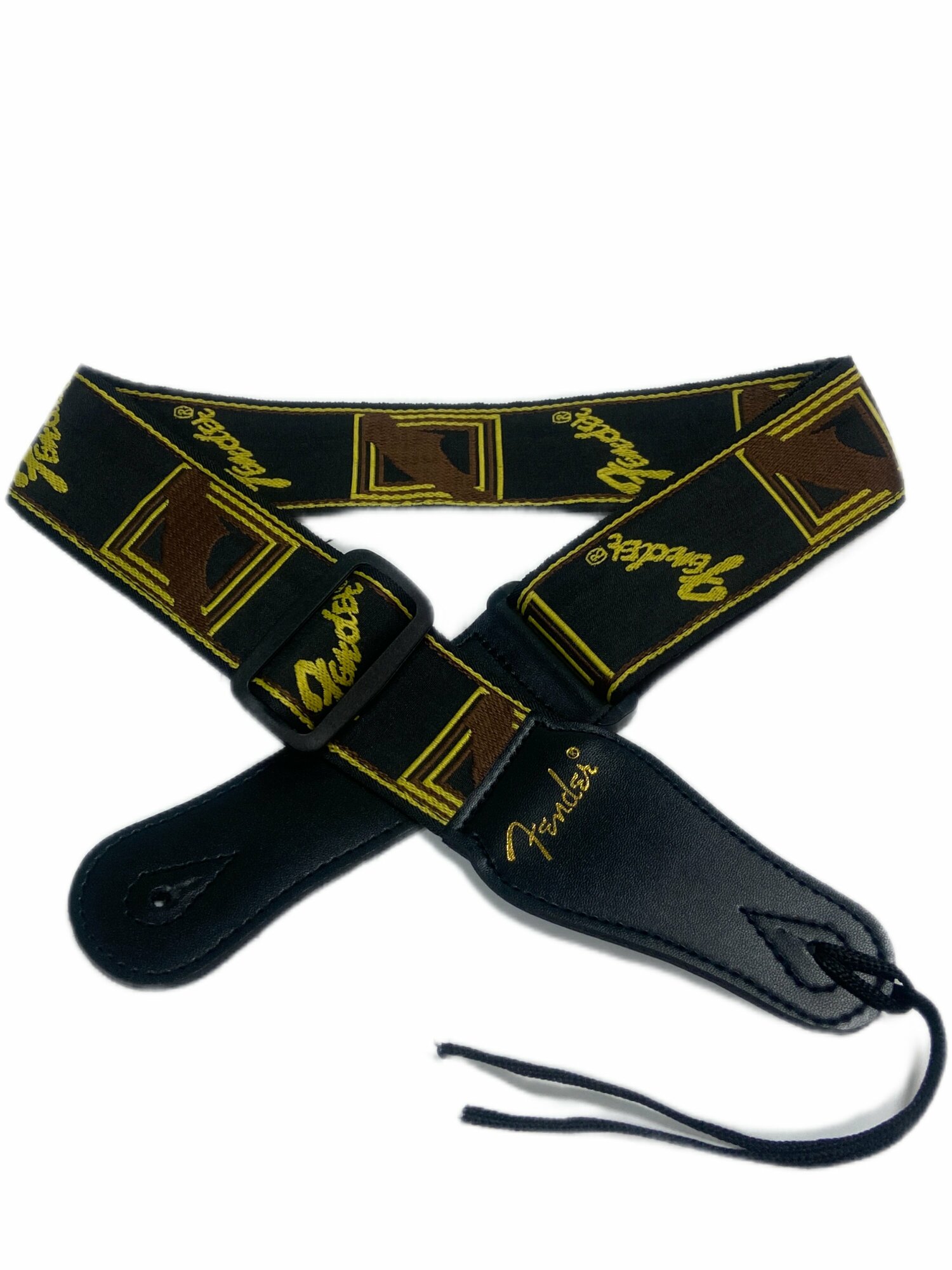 Гитарный ремень Fender, Monogrammed Strap, black/yellow/brown