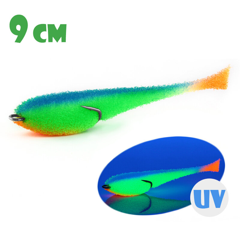 Поролоновая Рыбка Мормыш с Поджатым Двойником 9cm #14 (3 шт.)