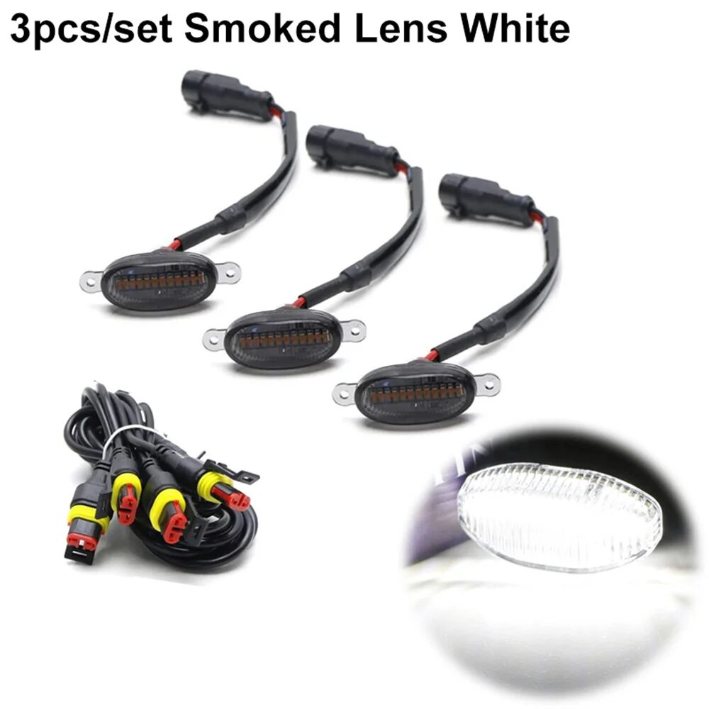 Универсальный, подходит для грузовиков, внедорожников, супер яркий, Янтарный/белый цвет, передняя решетка автомобиля, габаритные огни, габаритные огни с комплектом жгута проводов 3PC Smoked White