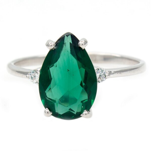 Кольцо, серебро, 925 проба, родирование, фианит, стекло