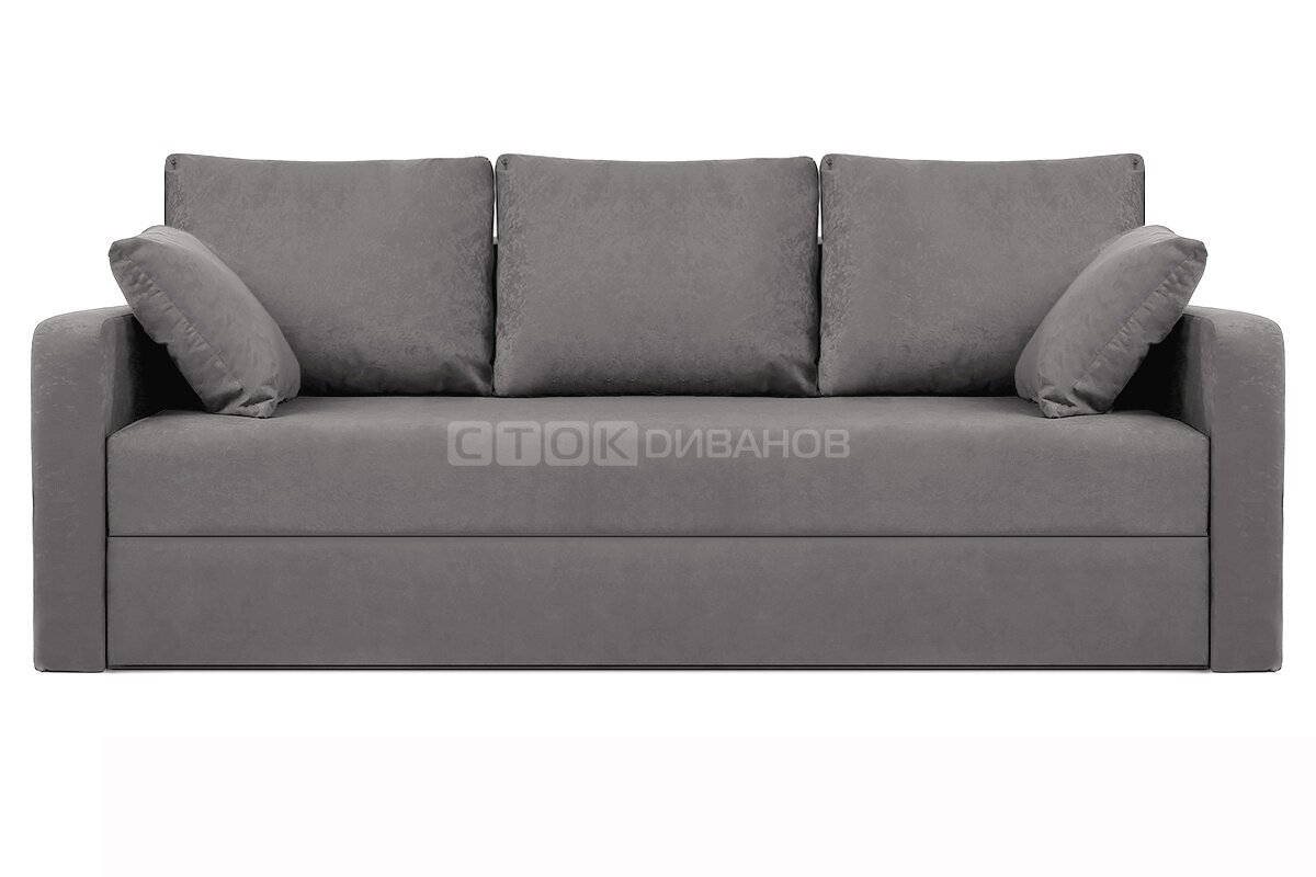 Диван Сток Диванов соло-евро Ash серый 215 см, механизм еврокнижка, с ящиком для хранения
