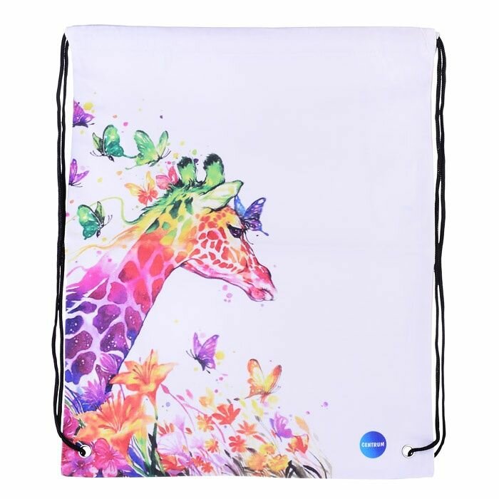 Мешок для обуви Centrum на завязках, белый, с рисунком "Жираф", 43х34 см, хлопок (89880)