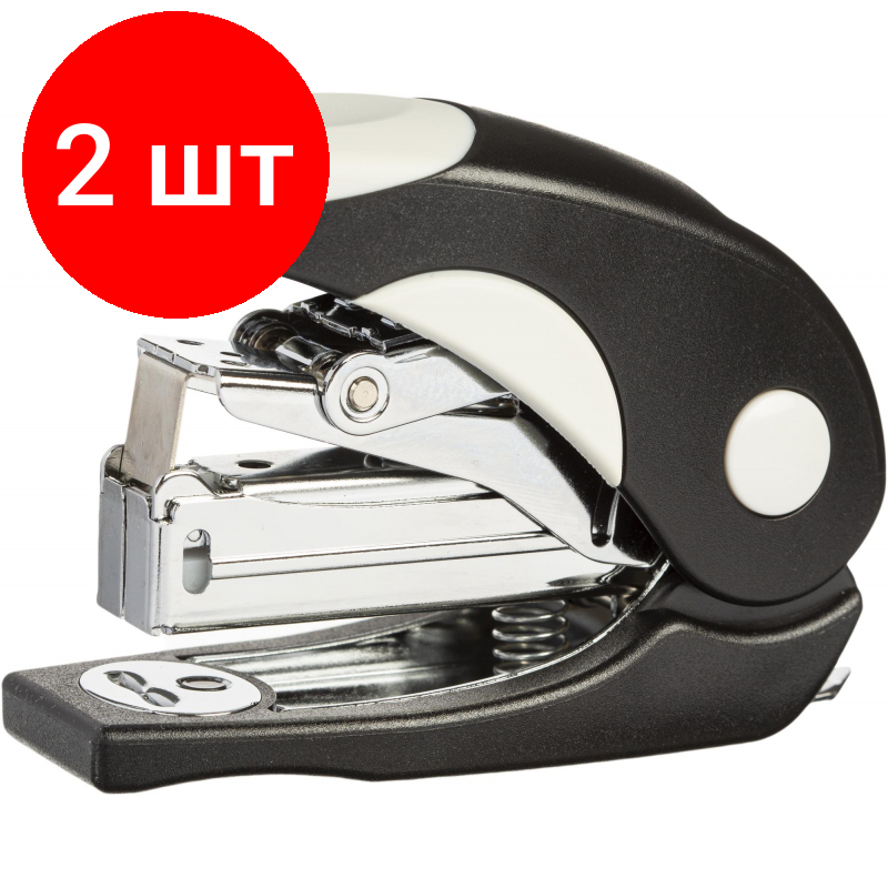 Комплект 2 штук, Степлер -мини комус 6116 Light-Force N24/6 до 20л, энергосберег, антист, черн