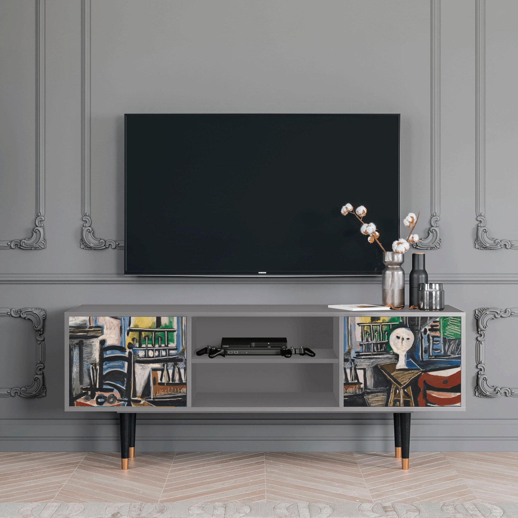 ТВ-Тумба - STORYZ - T2 The Studio by Pablo Picasso , Размер - 170 x 69 x 48 см, Цвет корпуса - , Серый
