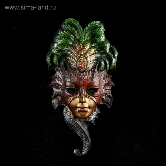 Венецианская маска "Сова" золото, 28см микс