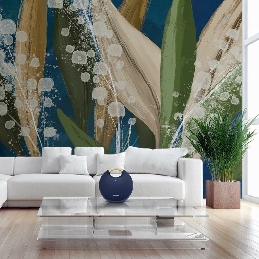 Фотообои ландыши 9-1883-S-Флок 270 x 200 см (ВхШ) Бесшовные, флизелиновые, влагостойкие обои MasterFresok