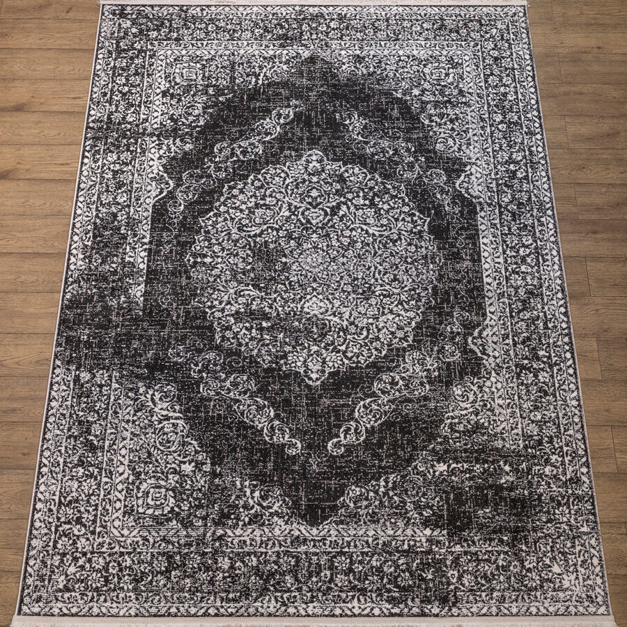 Ковер, Прямой, Черный, Белый, Винтажный, Классический, на пол, в гостиную, спальню, в ассортименте (80 см. на 150 см.)
