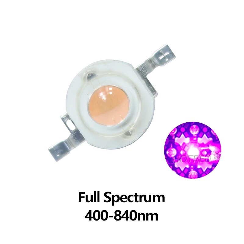 LED лампа HotRed COB 1W 3W Full Spectrum, 1 Watt x 50Pieces