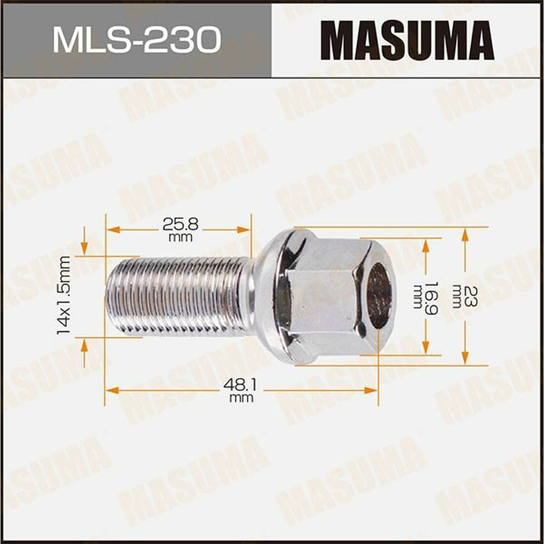 Болт колесный M14x1.5(R) ключ 17 Masuma MLS-230