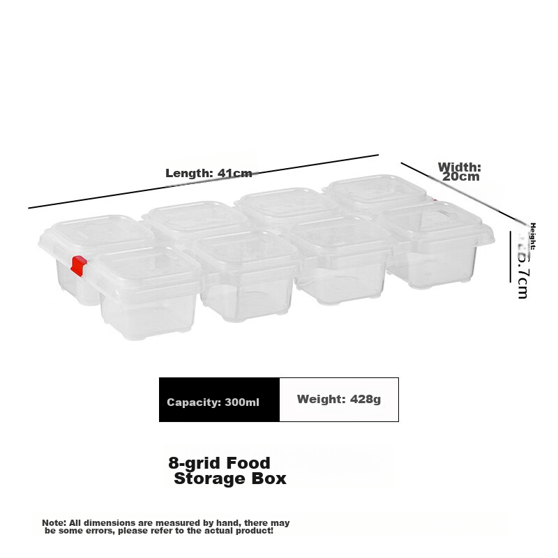 Baijie Food Sample Storage Box, Kindergarten School Hotel Fresh-Keeping Material Sampling Box, 8 Compartments Integrated (With Labels)