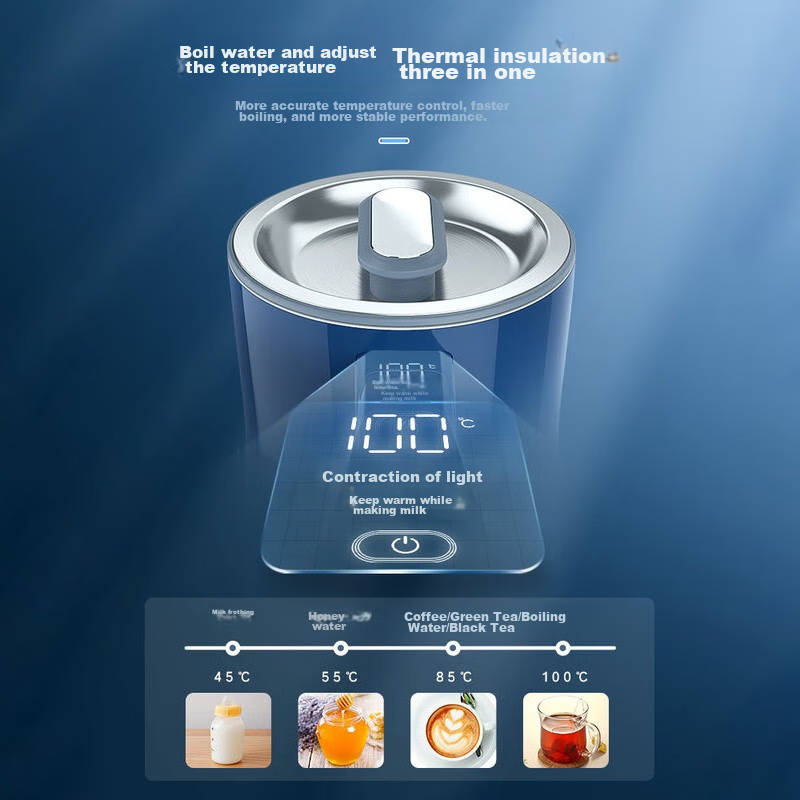 Morphyrichards Electric Kettle, Water Boiler, Household Constant Temperature Kettle, 1.5L Stainless Steel 304 Double-Layer Anti-Scalding, Real-Time Temperature Display, Boiling Water Kettle, MR6070 Blue