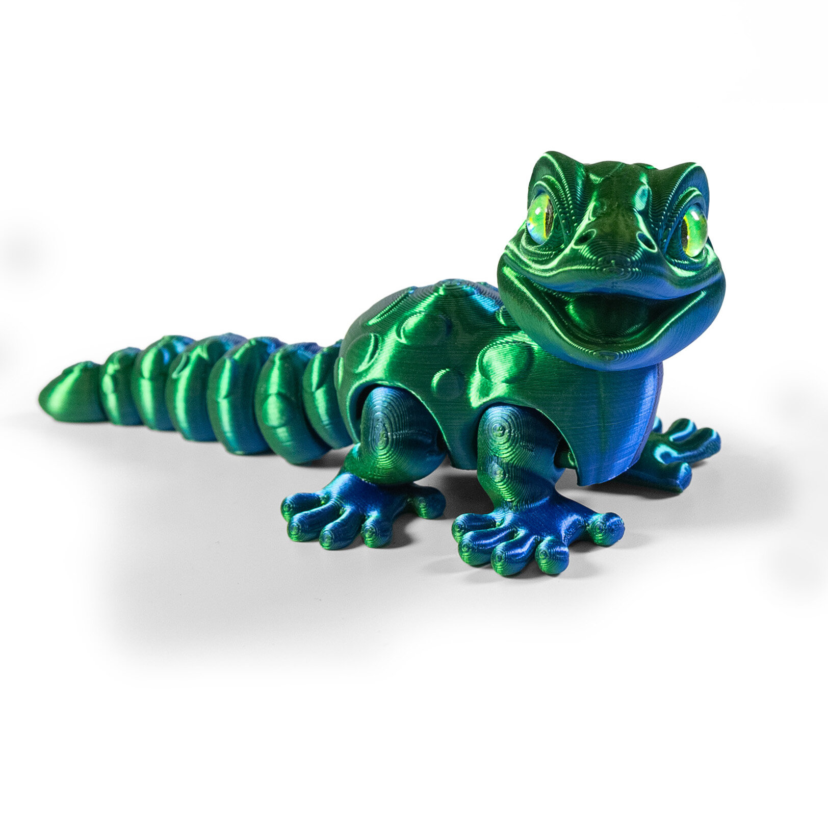 Ящерица леопардовая, 3D игрушка-антистресс, 16 см, сине-зеленая