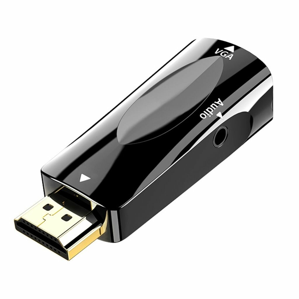 (1шт) HDMI к VGA1080P HD адаптер с 3,5 мм аудио-черный-мужской-мужской