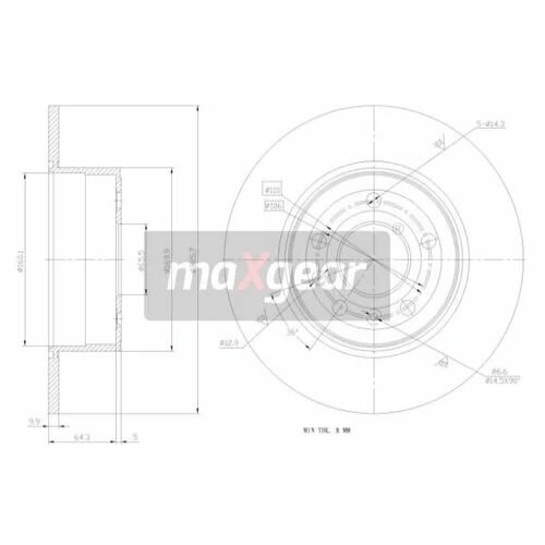 Тормозной диск задний Maxgear 190745 для Opel Vectra; Saab 900 II, 9-3, 9-5